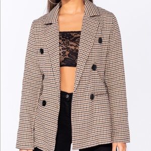 Jackets & Coats | Check Print Blazer Brown Plaid Check | Poshmark